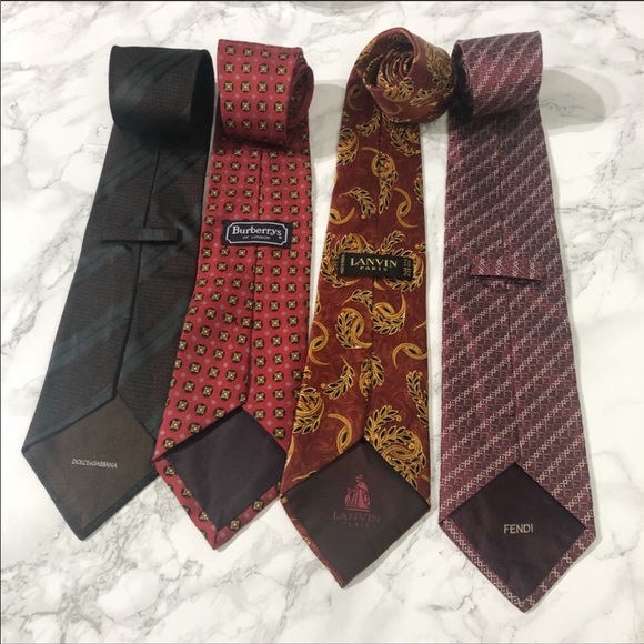 Burberry | Accessories | Luxury Tie Lot Fendi Ff Tie Dg Lanvin Burberry ...